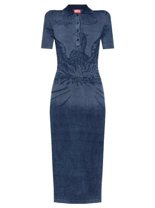 DIESEL® Diesel Denim Knit Midi Dress with Polo Collar